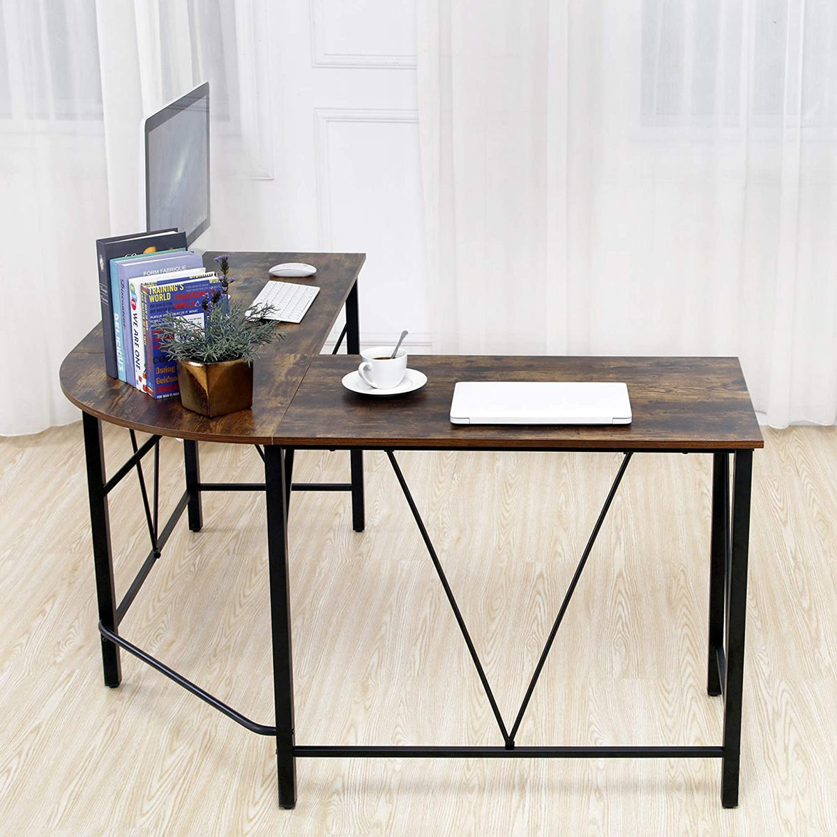 Idealhouse L-Shaped Home Office Desk Retro